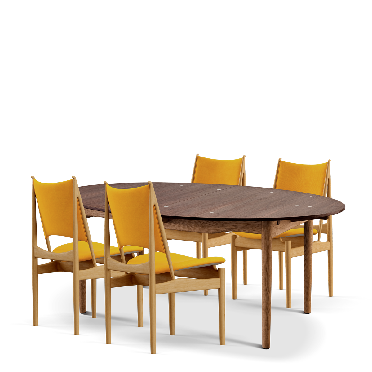 Finn Juhl Small Silver Table with Sterling Silver Inlays, Two Leaves ...