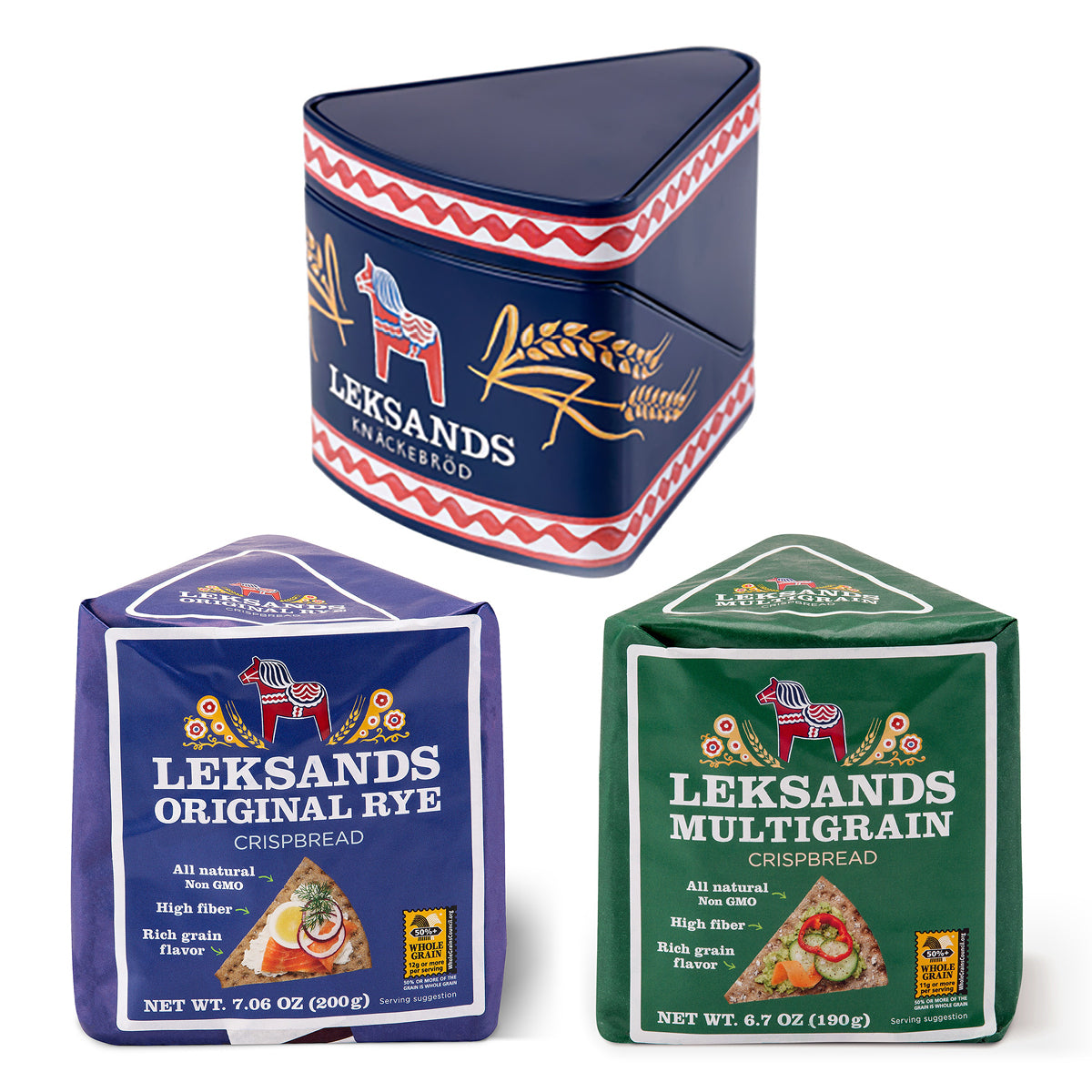 Leksands Decorative Triangle Tin with Original & Multigrain Crispbread ...