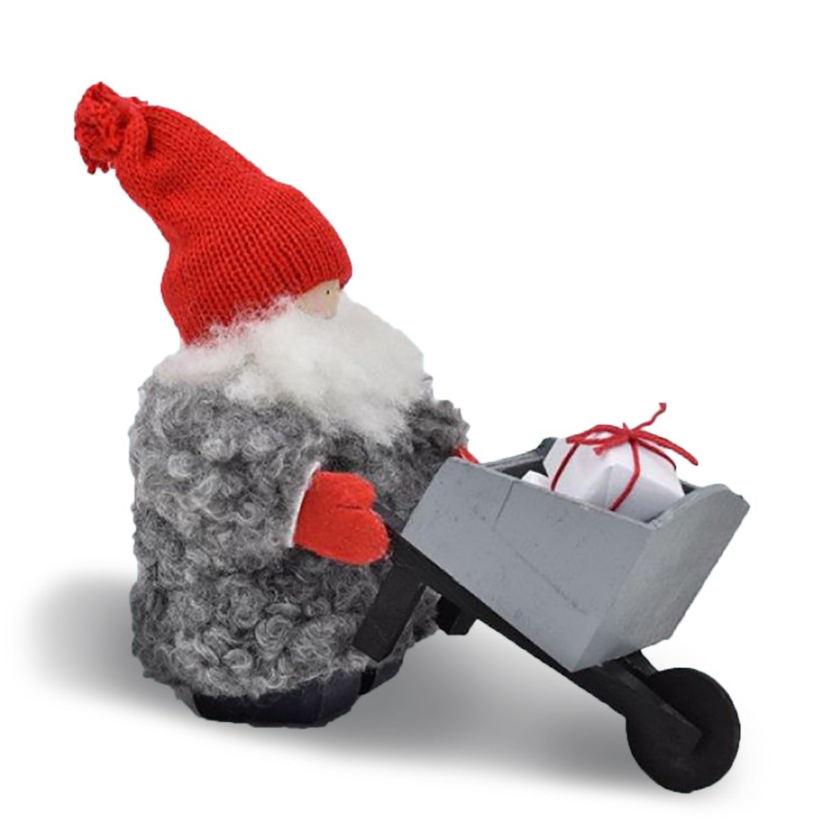 Swedish Tomte with Red Hat & Present in a Wheelbarrow – FJØRN Scandinavian